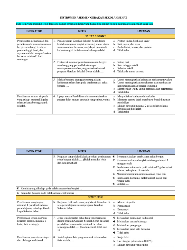 REV Instrumen GSS 5 sehat_12 feb 2024_rev3 | PDF