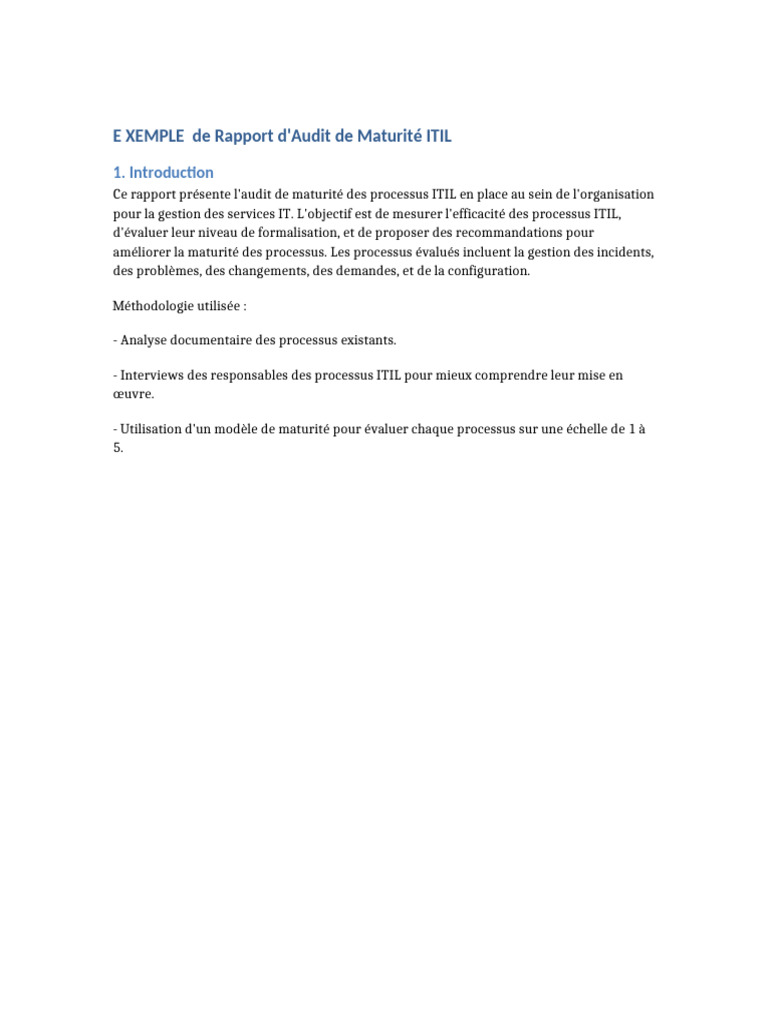 Rapport_Audit_Maturite_ITIL_Final_v3 - Copie | PDF