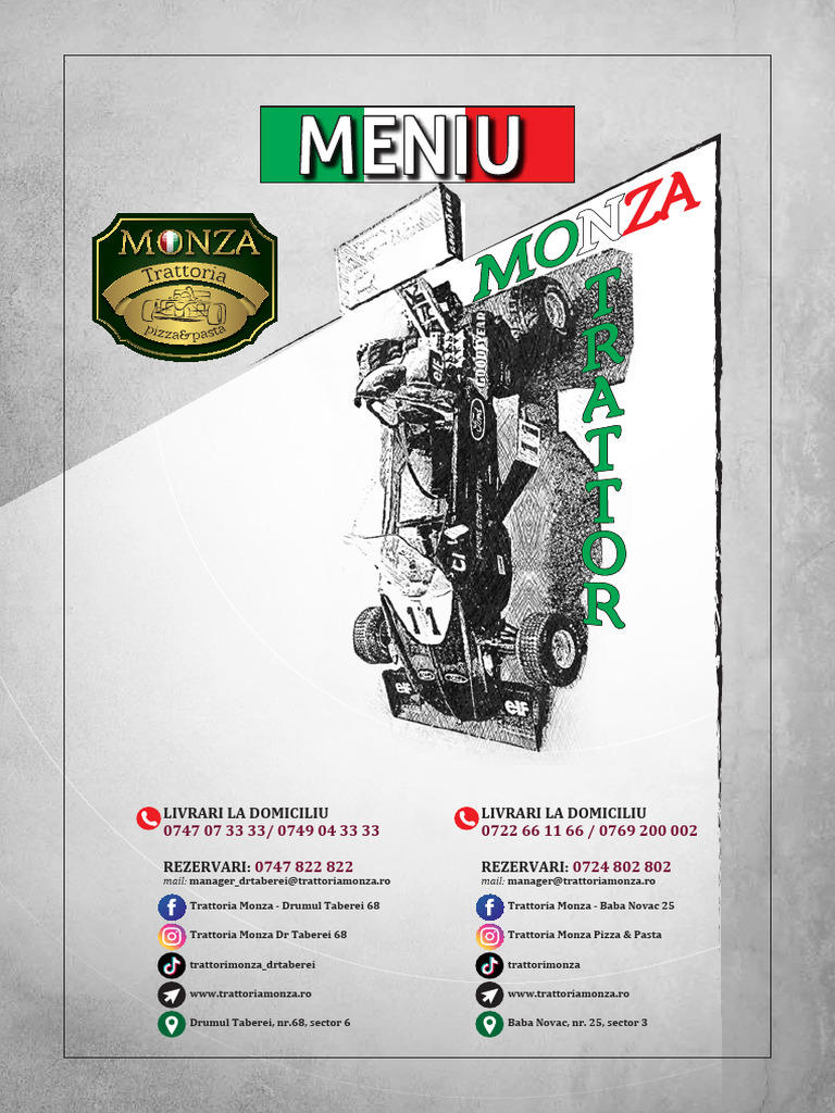 Meniu Mancare Trattoria Monza Drumul Taberei | PDF