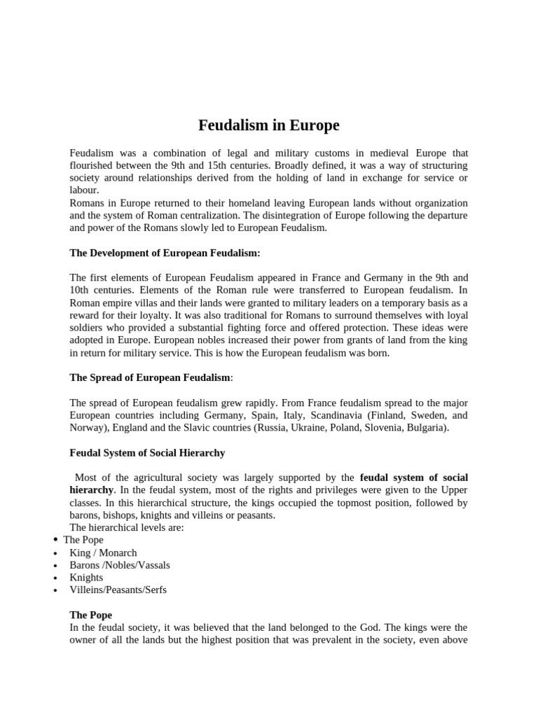 Feudal System Social Hierarchy | PDF