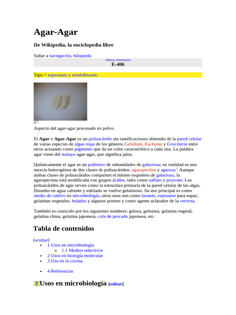 Agar Agar | PDF | Agar | Ciencia y matemáticas