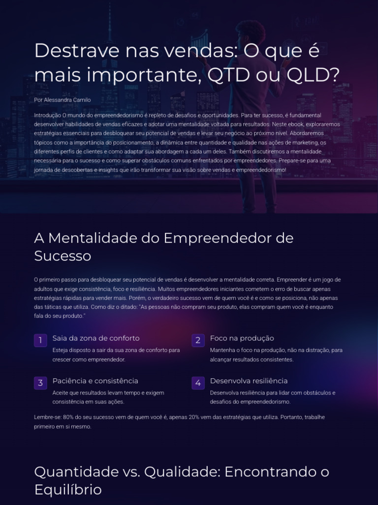 Destrave Nas Vendas O Que e Mais Importante QTD Ou QLD | PDF | Empreendedorismo | Autoajuda