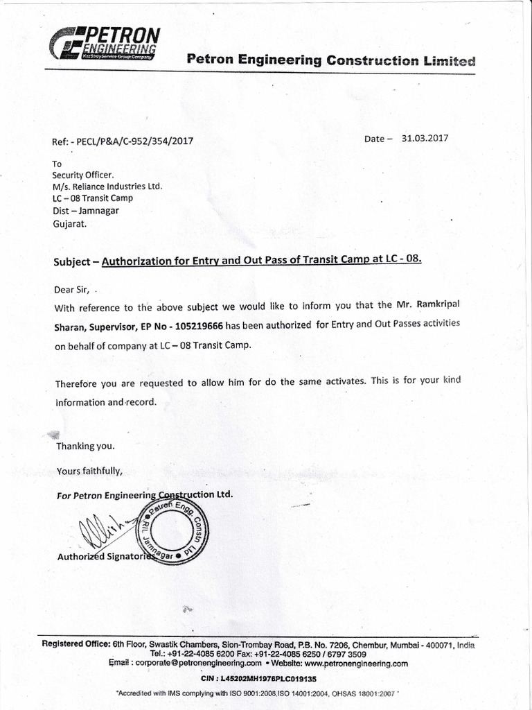 Petron Constrection Eng Certificate | PDF