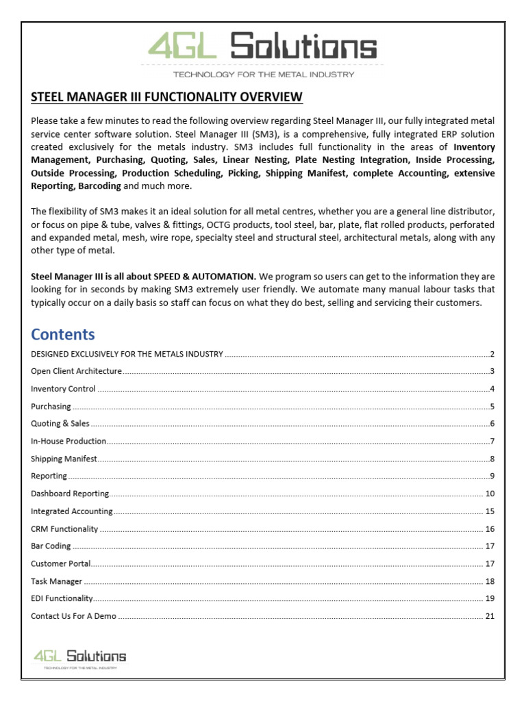 Steel Manager Iii Overview - 2024 | PDF