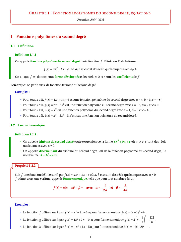 Cours Equation Second Degre | PDF