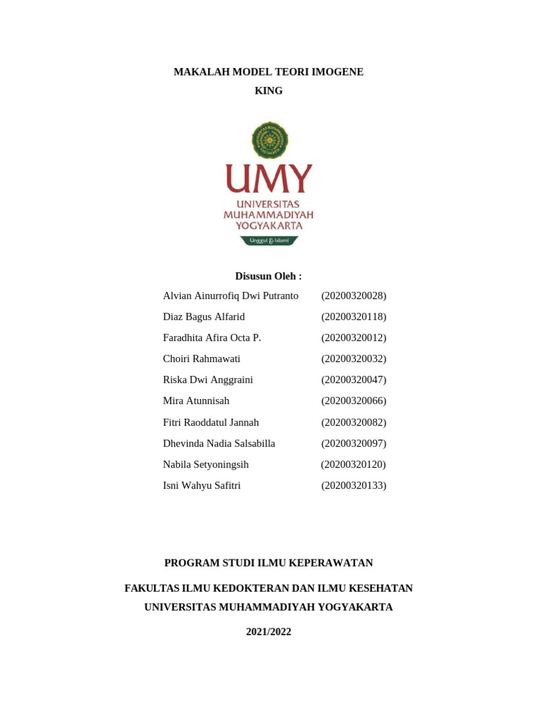 MAKALAH MODEL TEORI IMOGENE KING Kelompok 6 | PDF