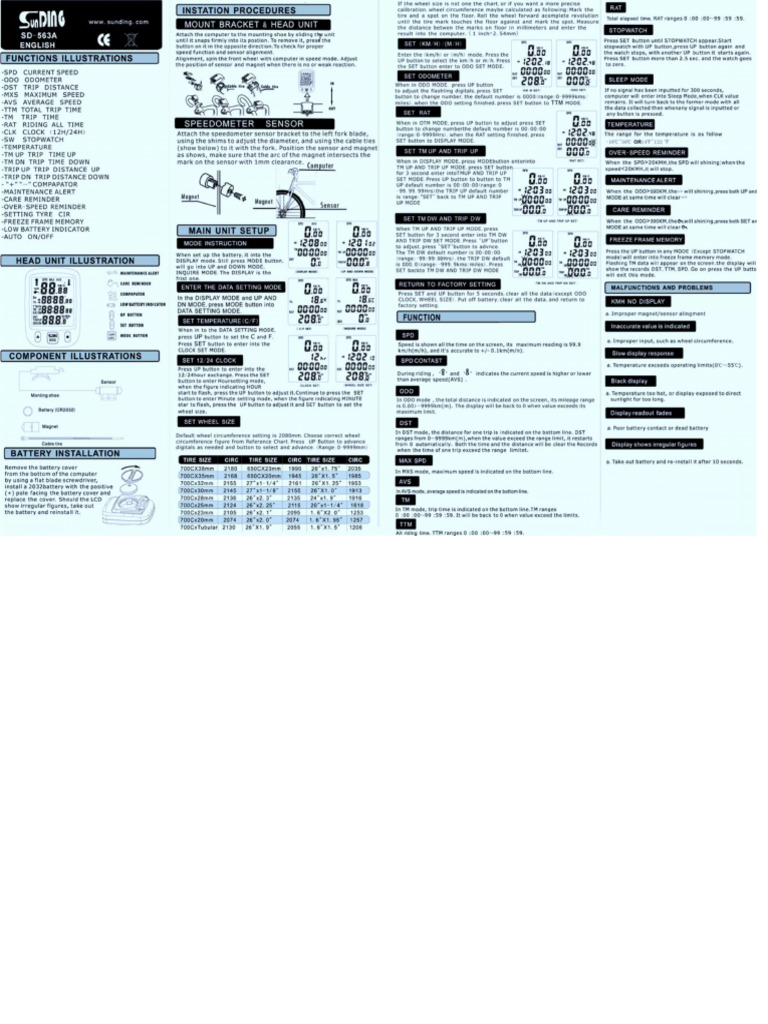 Odometro SunDing SD-563A | PDF