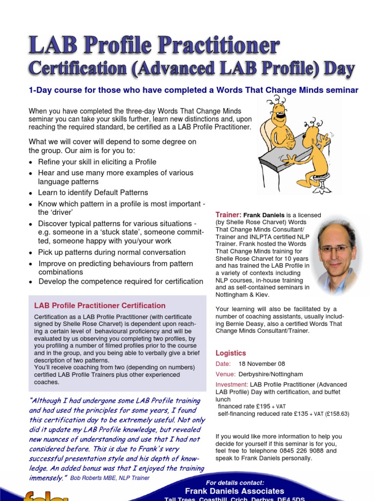 LAB Profile Practitioner Day 2008 2 Page | PDF | Neuro Linguistic ...