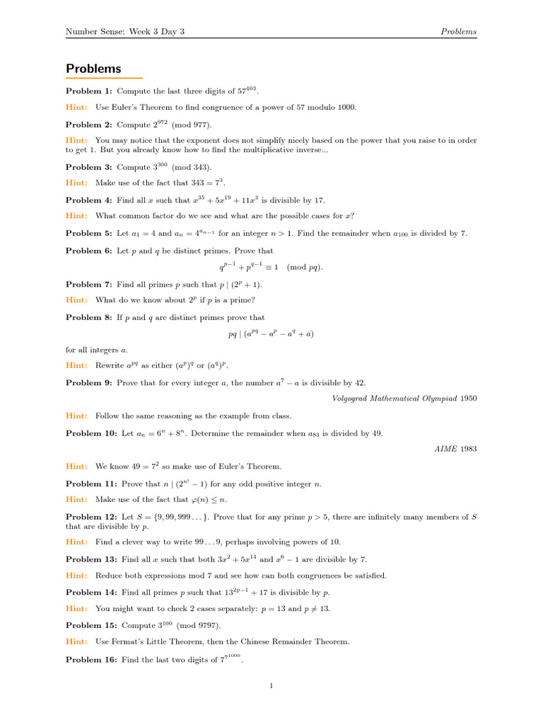 Week 3 Day 3 Problems | PDF