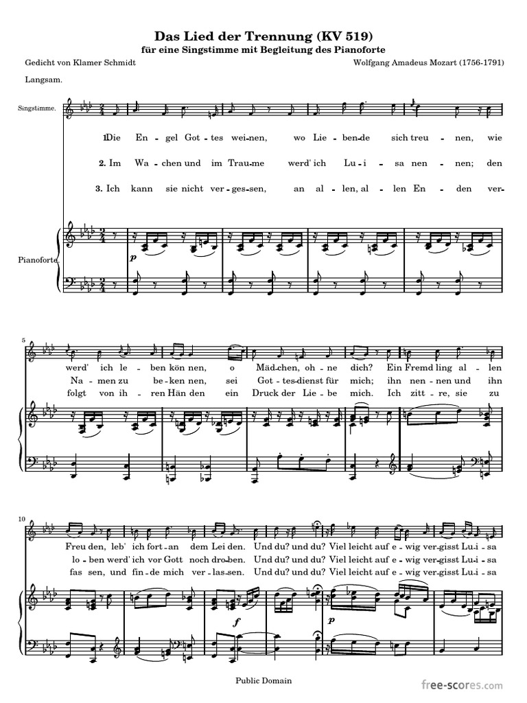 Mozart "Das Lied Der Trennung" 3 | PDF