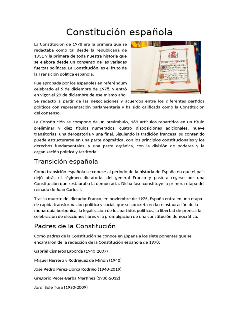 Historia de la Constitución Española 1978 | PDF