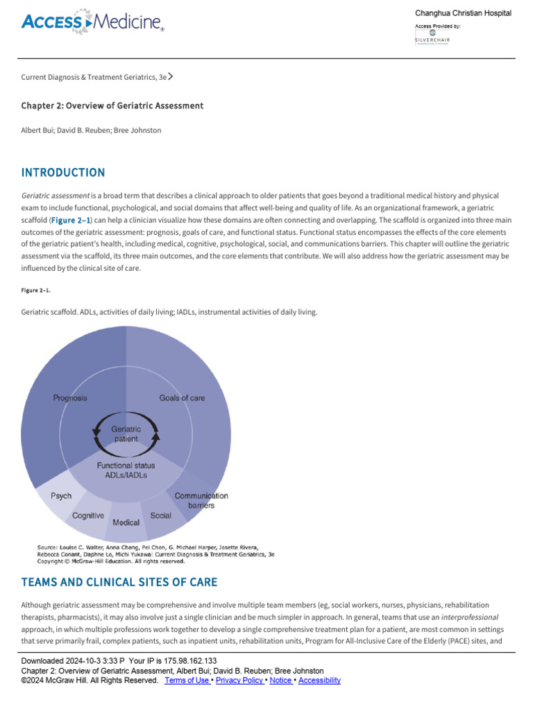 Chapter 2 - Overview of Geriatric Assessment | PDF | Geriatrics | Self-Improvement