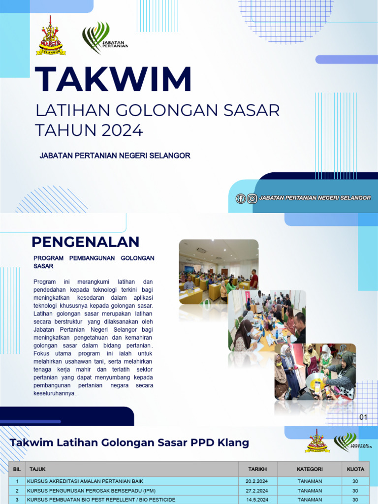 Takwim Kursus Pejabat Pertanian Daerah Klang | PDF