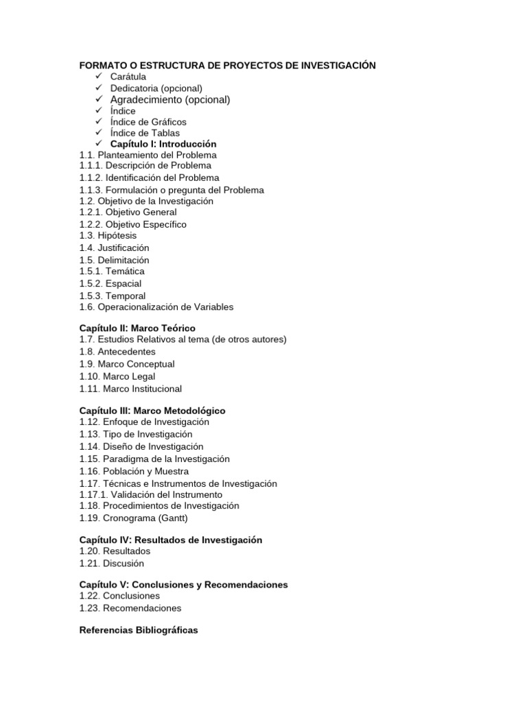 Formato o Estructura de Proyectos de Investigación | PDF