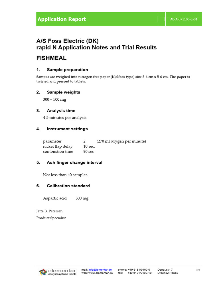 A/S Foss Electric (DK) Rapid N Application Notes and Trial Results ...