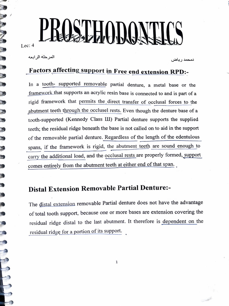 Support Factors - Distal Extension Base | PDF