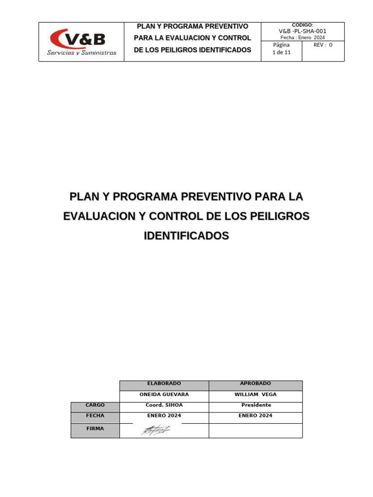 2.2 Planes y Programas Preventivos | PDF | Riesgo | Evaluación