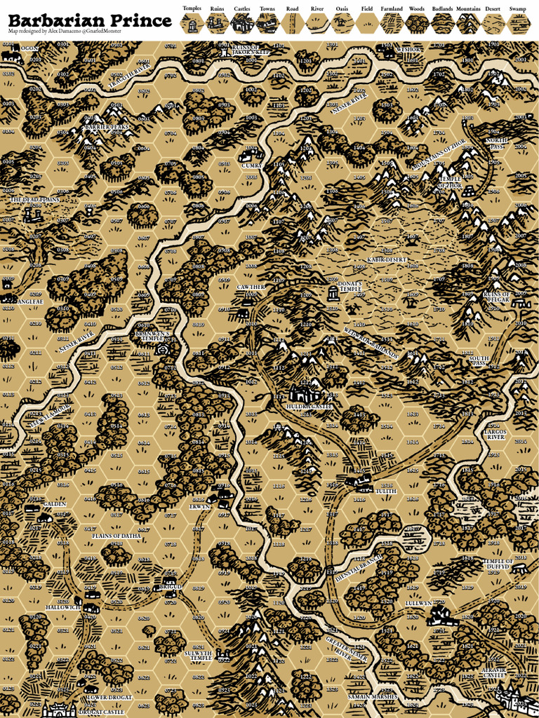 Barbarian Prince Map A4 - @GnarledMonster | PDF