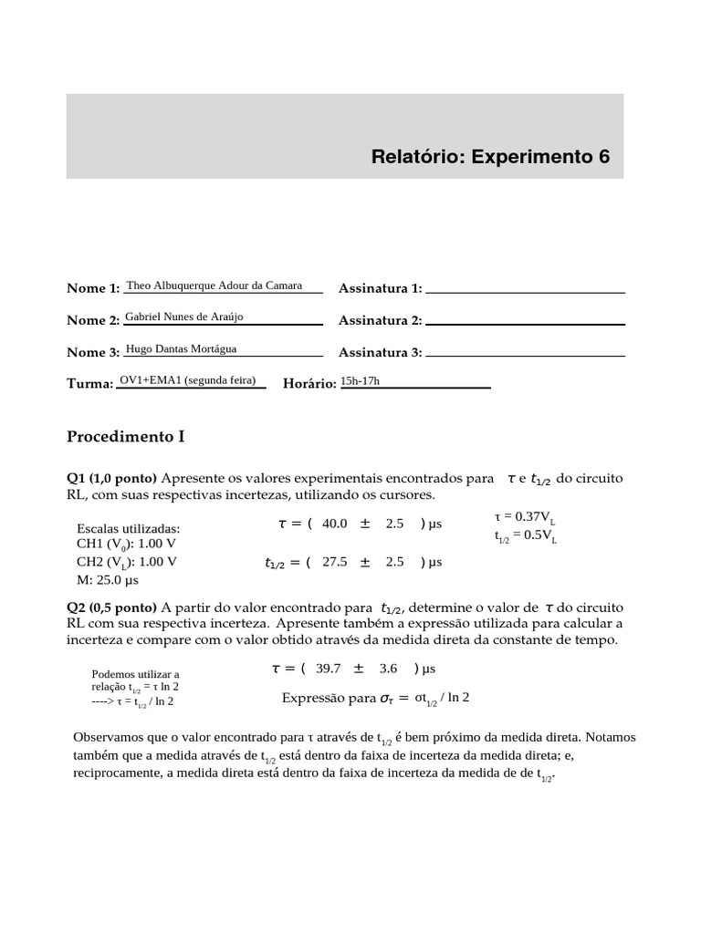 Relatório 6 Fisexp 3 - G5 | PDF