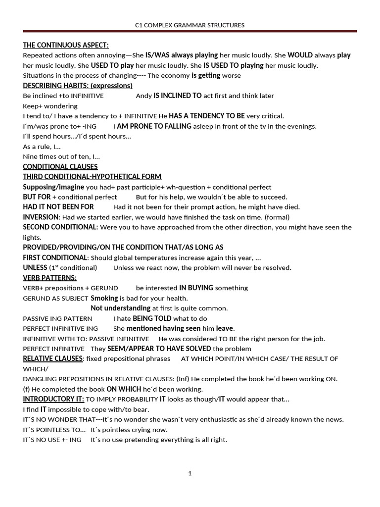 C1 COMPLEX GRAMMAR STRUCTURES | PDF