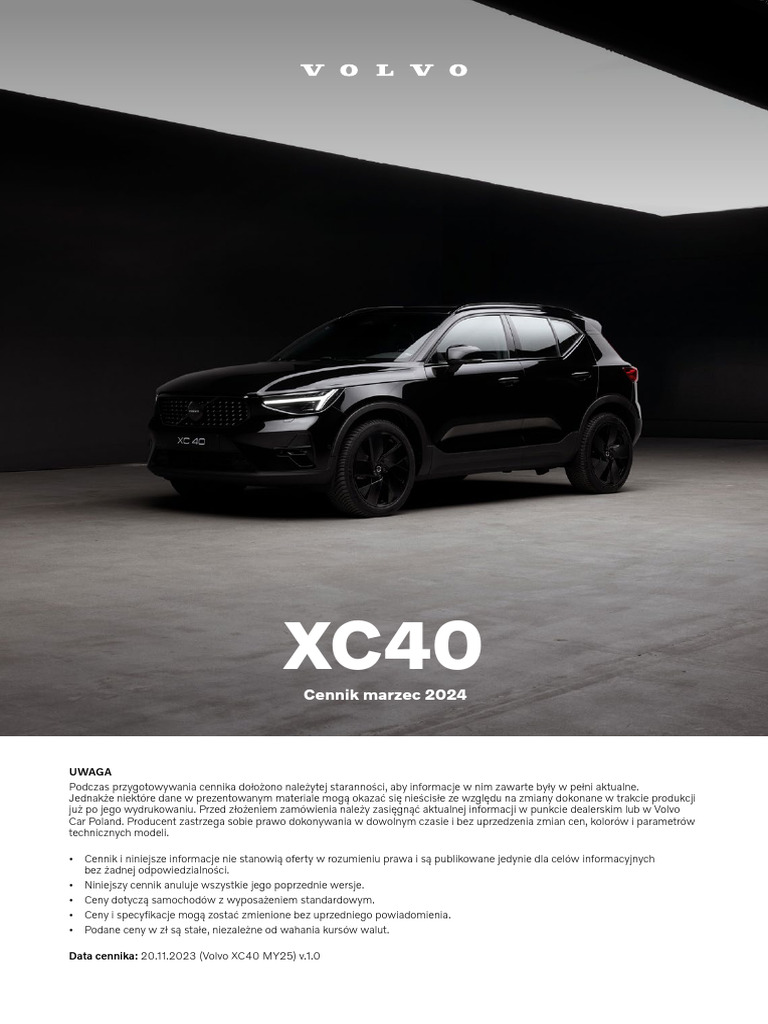 Cennik Volvo XC40 MY25 23W47 2011v10 | PDF