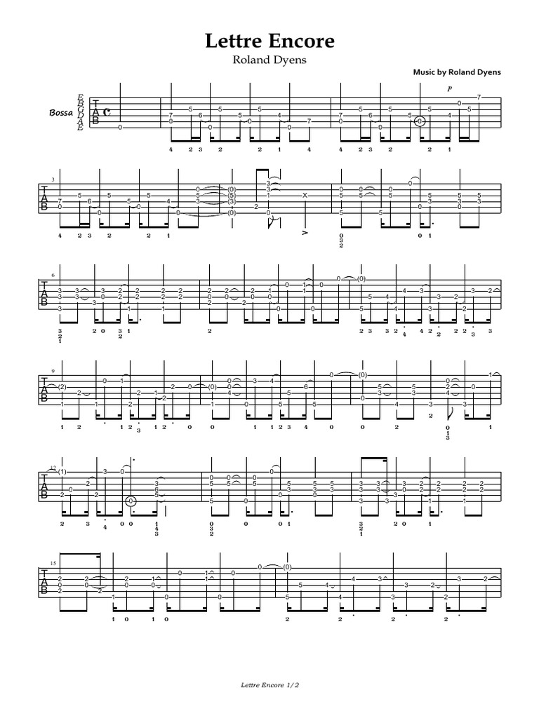 Roland_Dyens_-_Lettre_Encore TABS | PDF
