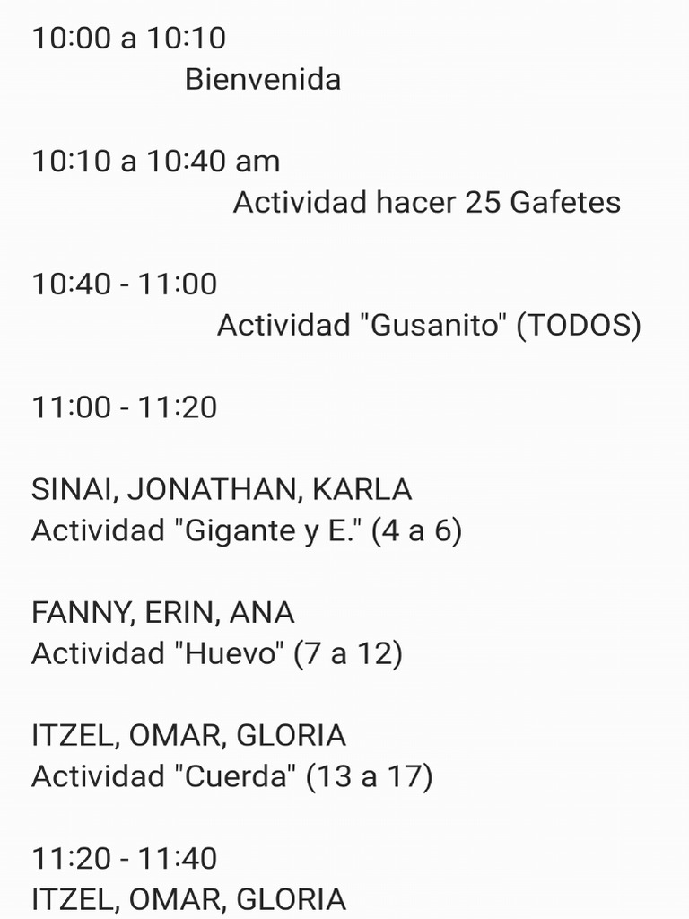 Actividades Cristy | PDF