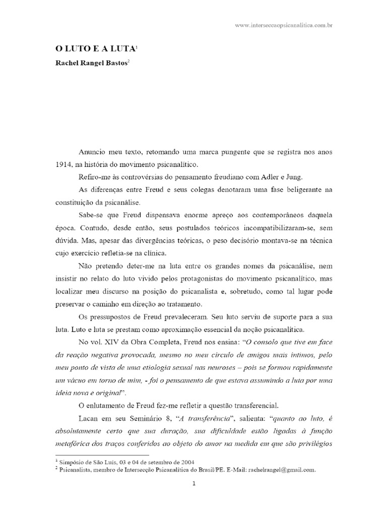 O LUTO E A LUTA 1. Rachel Rangel Bastos 2 - PDF Download Grátis | PDF