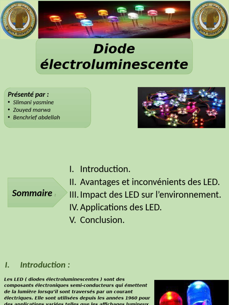 Diode Électroluminescente: Présenté Par | PDF