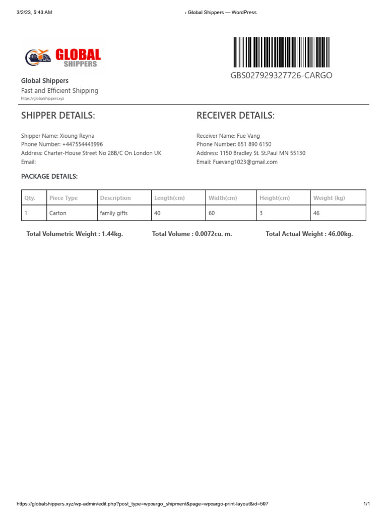 Global Shippers - WordPress | PDF