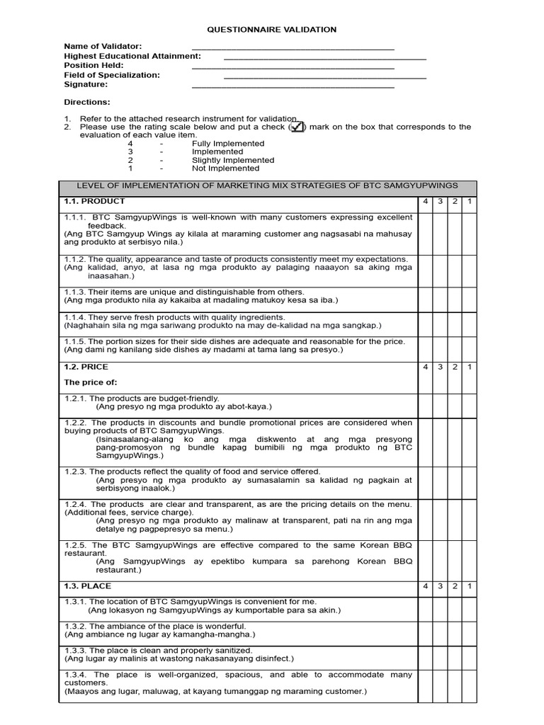 Questionnaire | PDF