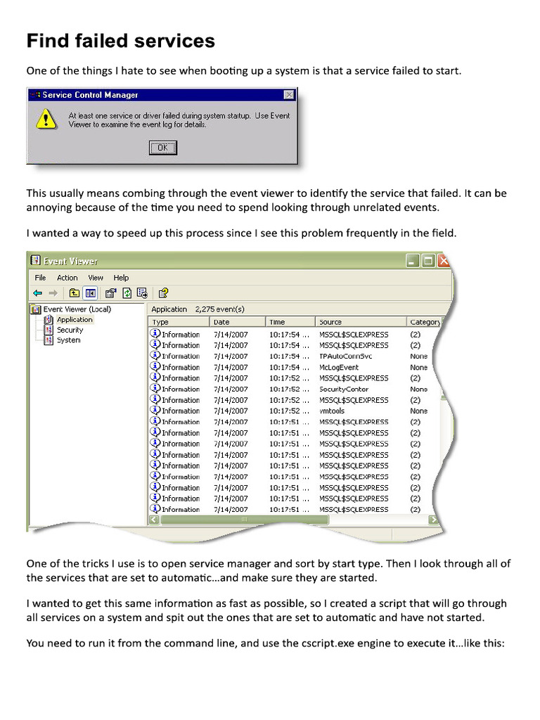 Find Failed Services - Remote Administration For Windows | PDF