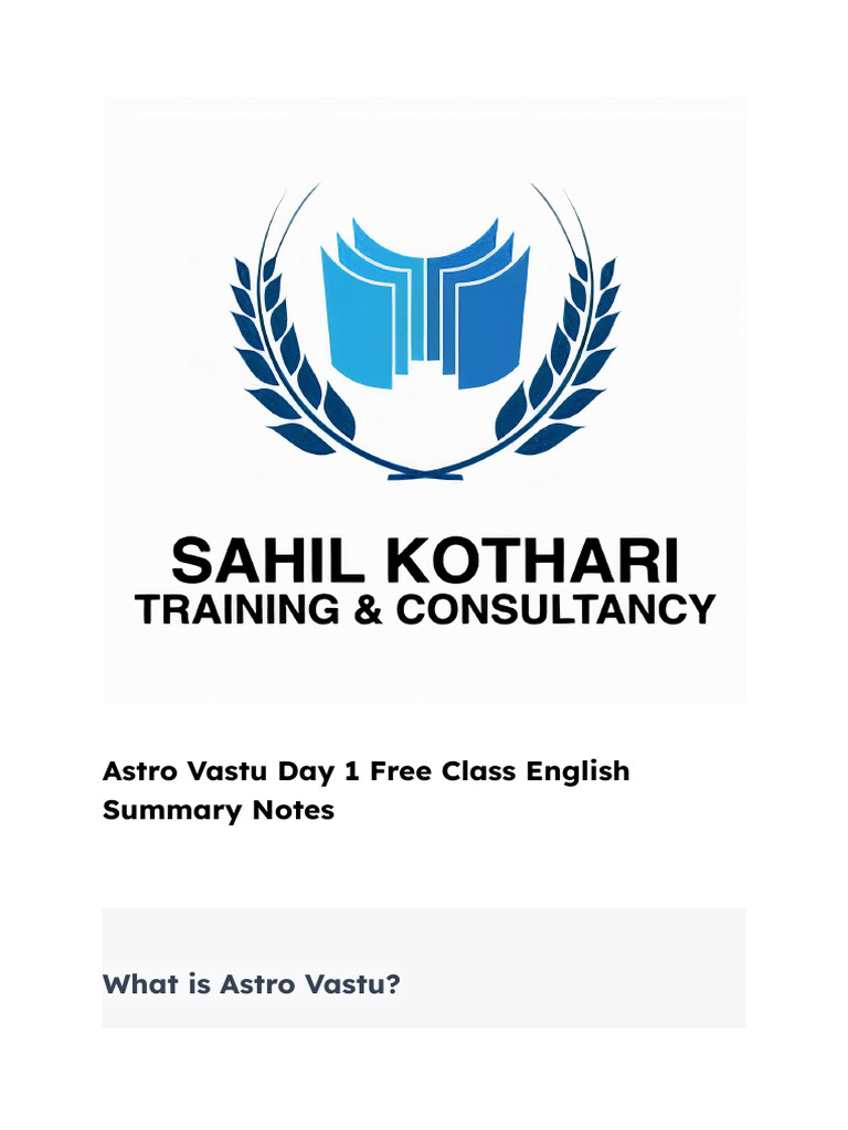 Astro Vastu Day 1 Free Class English Summary Notes | PDF | Horoscope ...
