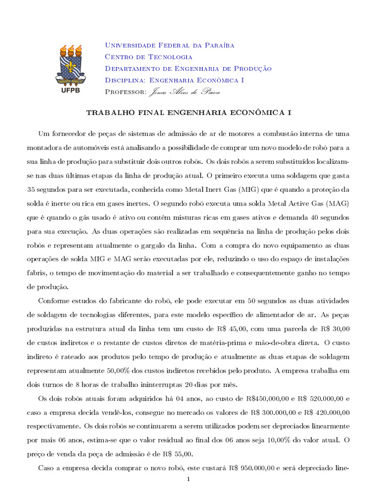 Trabalho Final EE1 01 | PDF