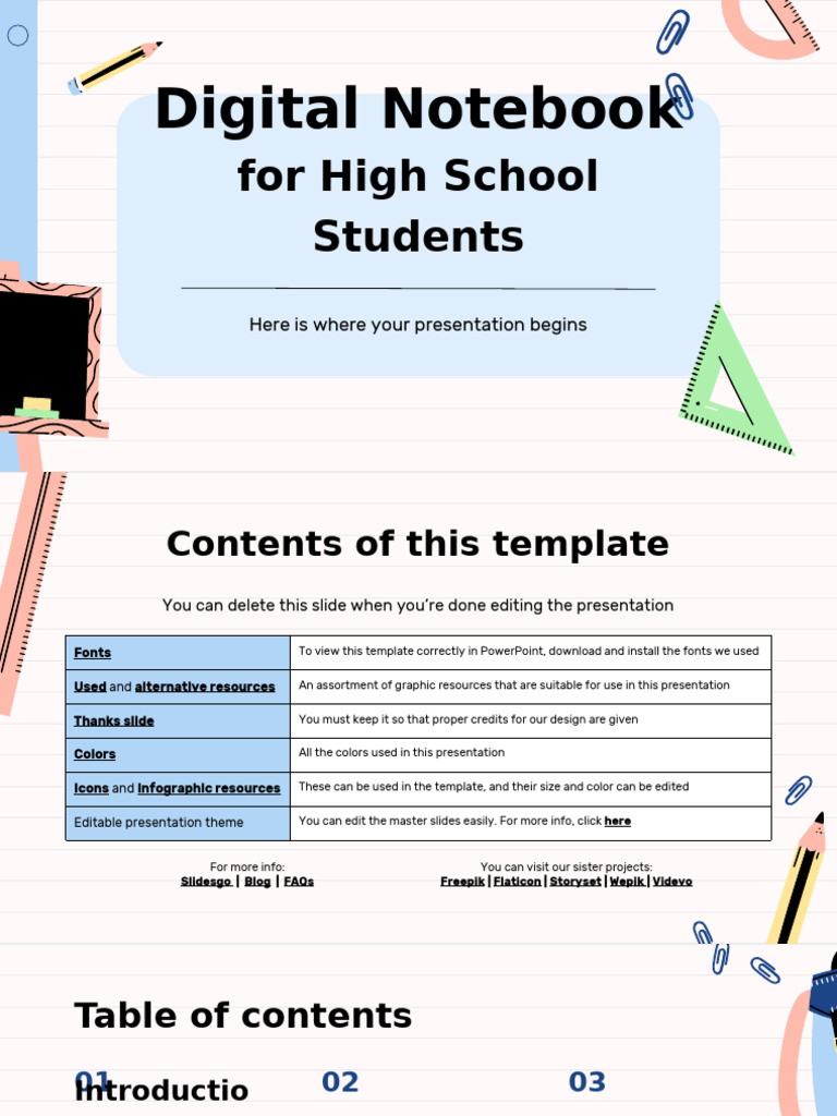 Digital Notebook For High School Students by Slidesgo | PDF