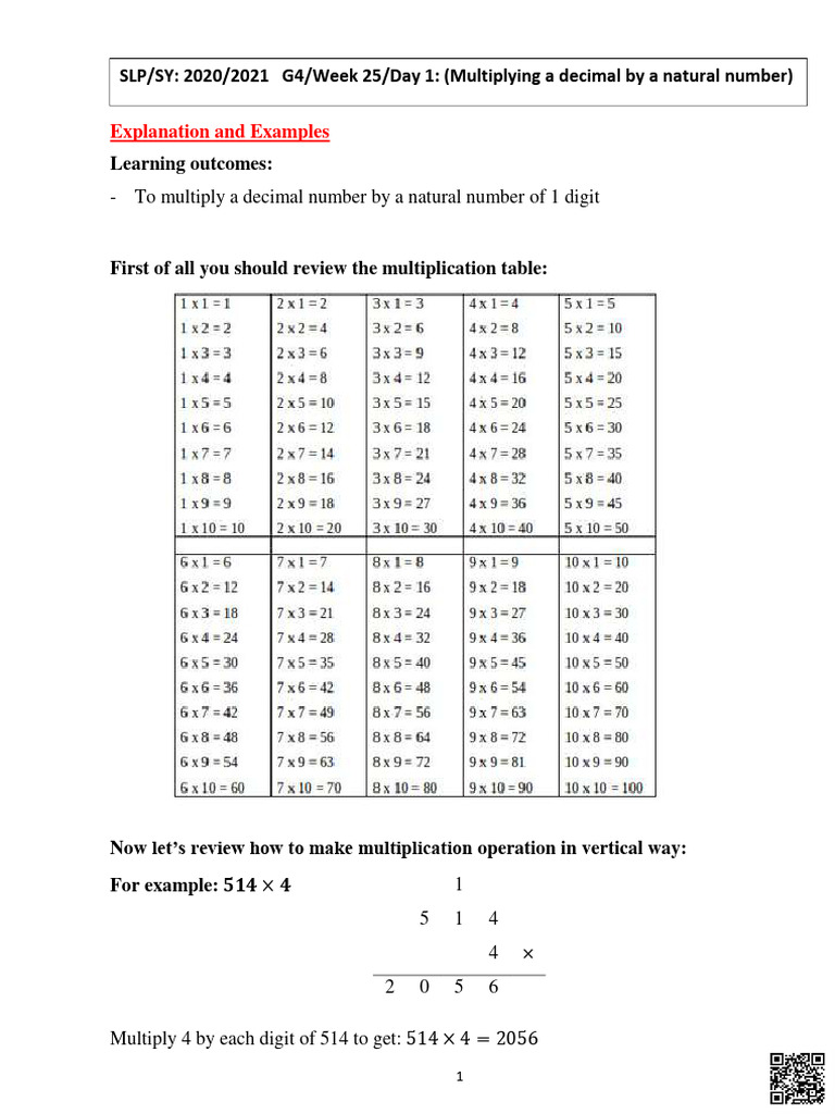 SY20 21 - Gr4 W25 D1 Math Instructions | PDF | Multiplication ...