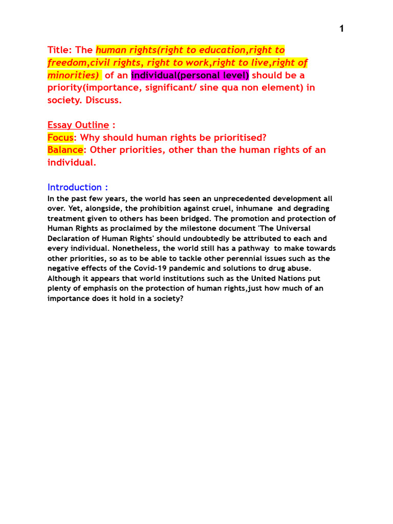 Human Rights (Right To Education, Right To Freedom, Civil Rights, Right ...