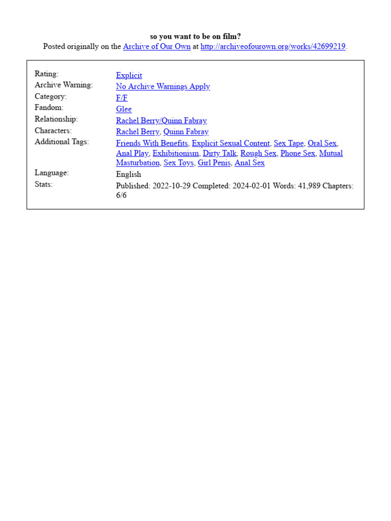 So You Want To Be On Film. Faberry | PDF