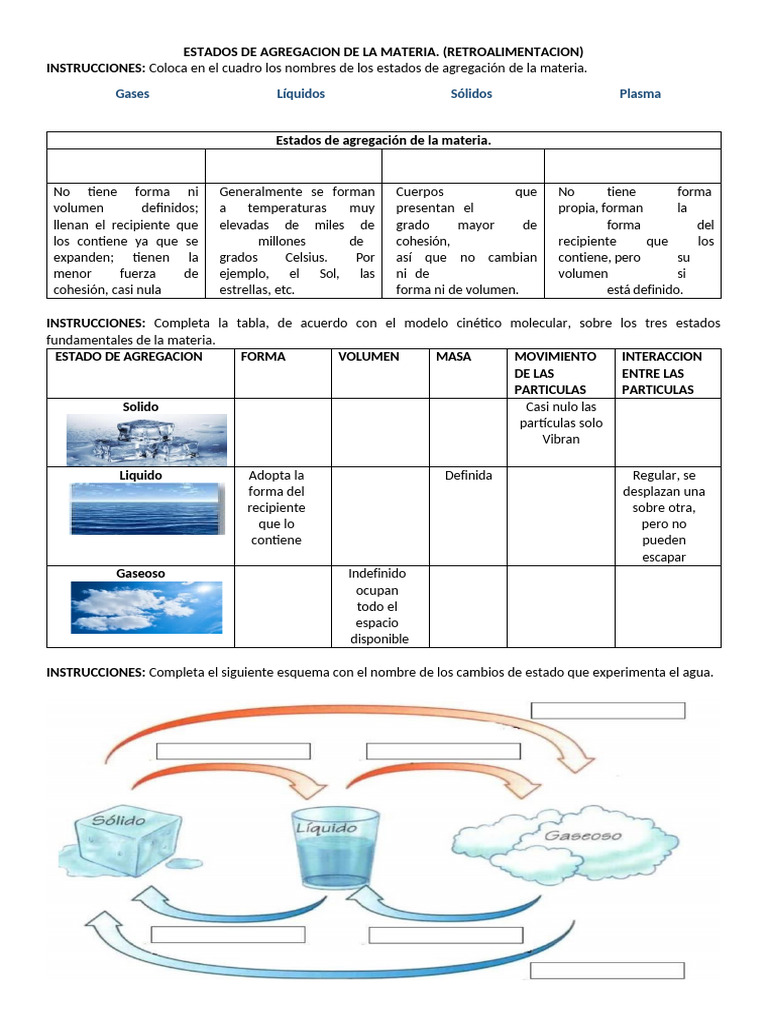 Estados de Agregacion de La Materia Actividad 3 Septiembre 2024 | PDF