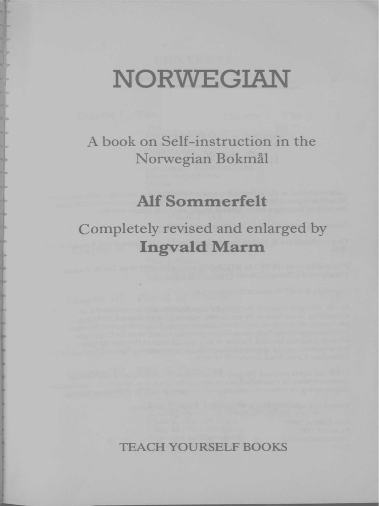 Norwegian - A Book of Self-Instruction in The Norwegian Bokmål | PDF