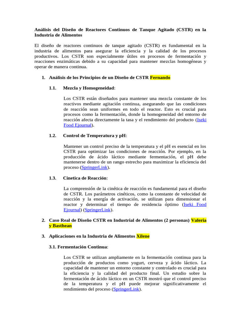 Análisis Del Diseño de Reactores Continuos de Tanque Agitado (Prototipo) | PDF