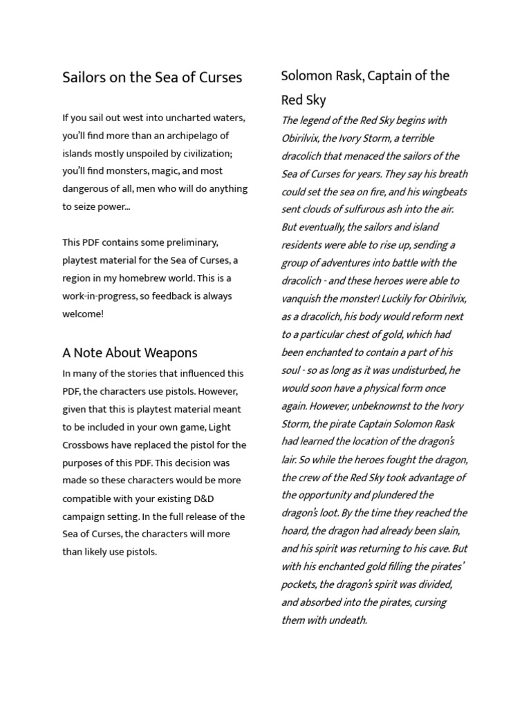 Sailors of The Sea of Curses | PDF