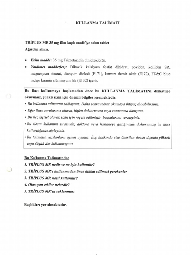 Triplus MR 35 MG Film Kapli Modifiye Salim Tablet c986 KT | PDF