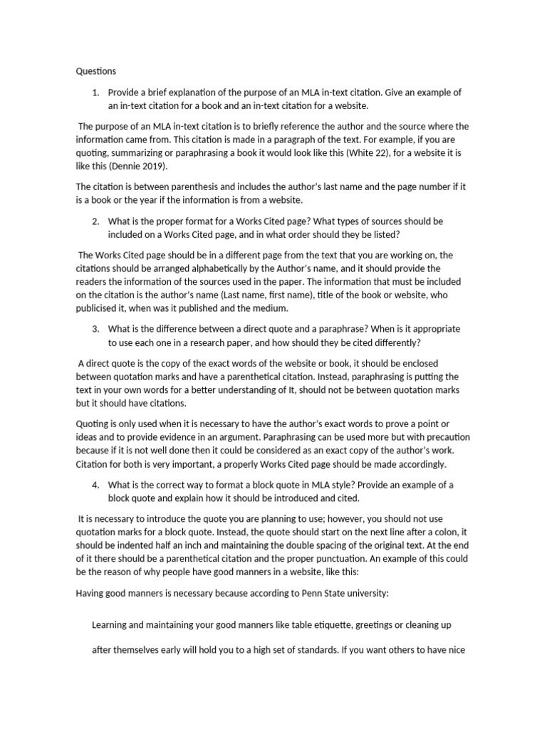 Citation Questions | PDF