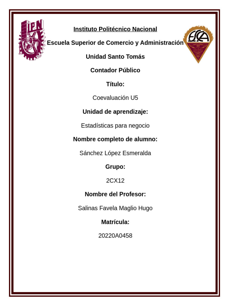 Unidad 5 - Act.1 Coevaluación | PDF