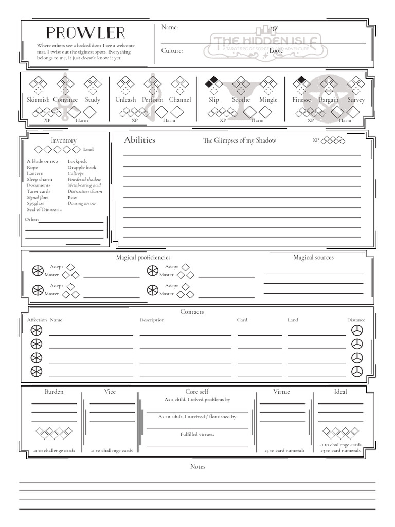 The Hidden Isle - Character Sheets-Pages | PDF