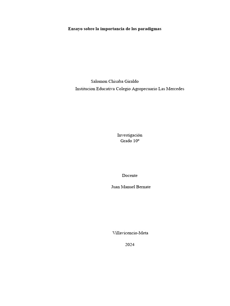 Ensayo La Importancia de Los Paradigmas | PDF | Paradigma | Crecimiento personal y profesional