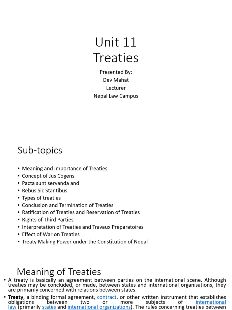 Meaning and Importance of Treaties0 | PDF