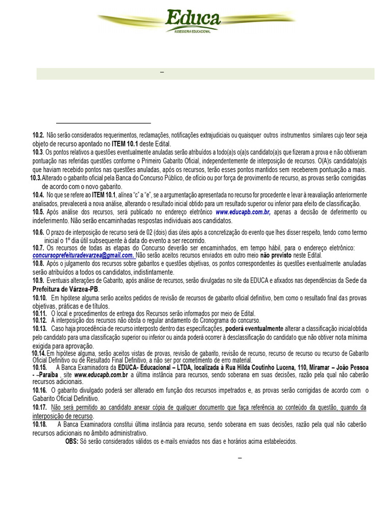 Prova 2022 - Varzea Gabarito | PDF