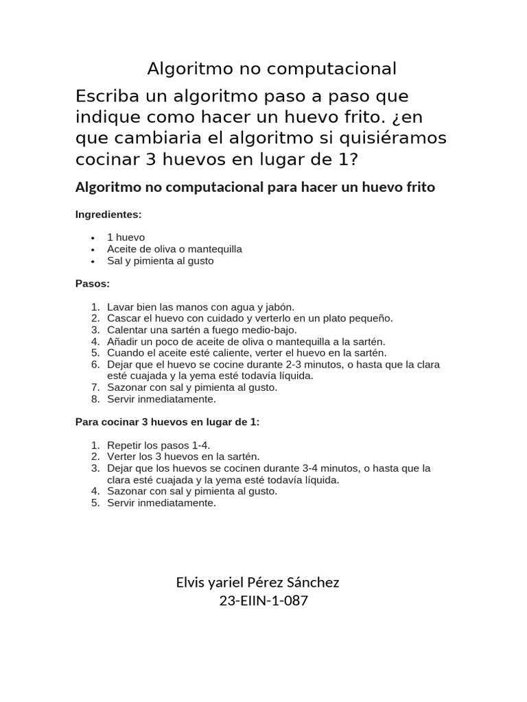 Algoritmo No Computacional | PDF